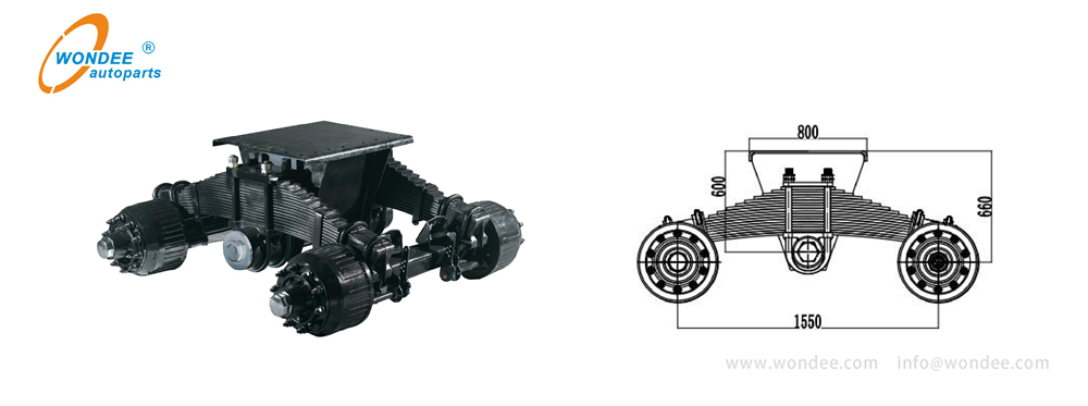 24T 28T 32T 36T Germany Drum Type Bogie Suspension for Semi Trailers ...