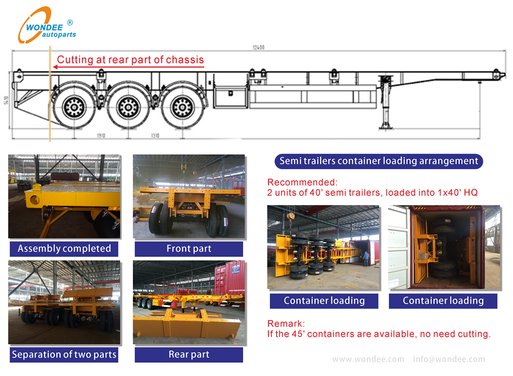 2-axle 3-axle 40 Feet Flatbed Semi Trailers for Container and Bulk ...